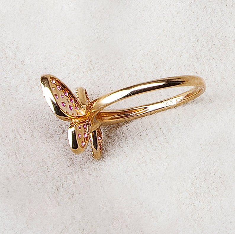 18k Gold, Butterfly Ring, Emerald, Ruby, Pink Sapphire, Rose Gold ...