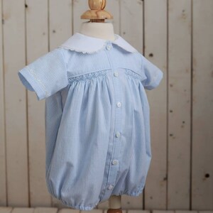 Boys Bubblesuit. Blue Stripe Bubblesuit. Button-front Romper. Blue ...