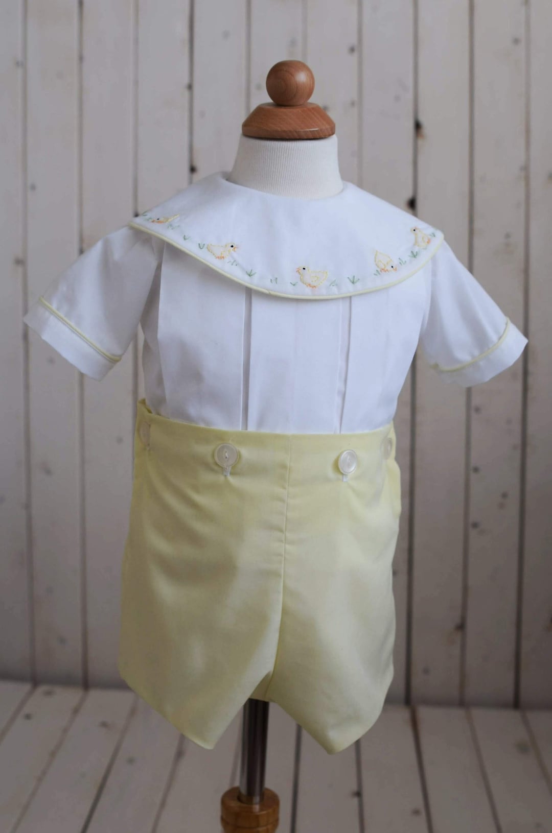Boys Easter Suit. Button on Suit. Round Collar Suit. Embroidered Chicks ...