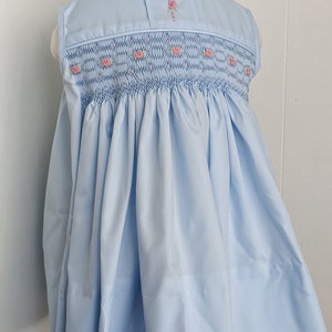 Pale Blue Smocked Dress With Bloomers. Geometric Smocking Features Pink ...