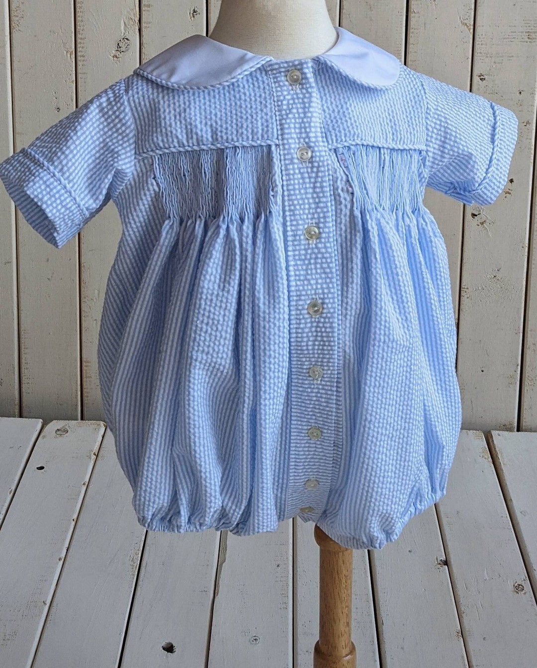 Baby Boys Bubble. Ready to Smock Bubblesuit. Seersucker Bubblesuit ...