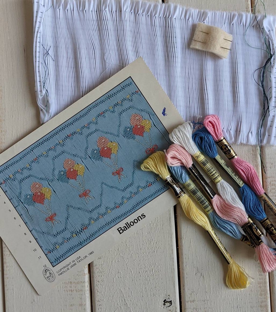 Smocking Kit. Pleated Panel, Threads, Needles, Smocking Plate. Learn to ...
