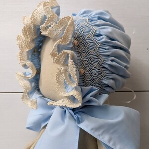 Baby Bonnet. Smocked Bonnet. Blue Smocked Bonnet. Easter Bonnet ...