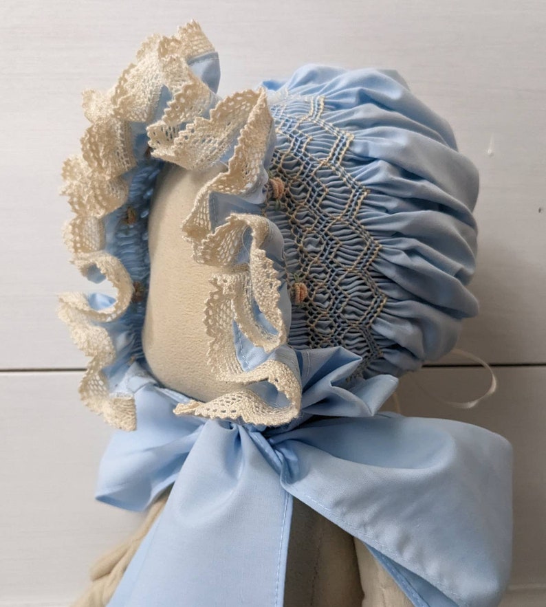 Baby Bonnet. Smocked Bonnet. Blue Smocked Bonnet. Easter Bonnet ...