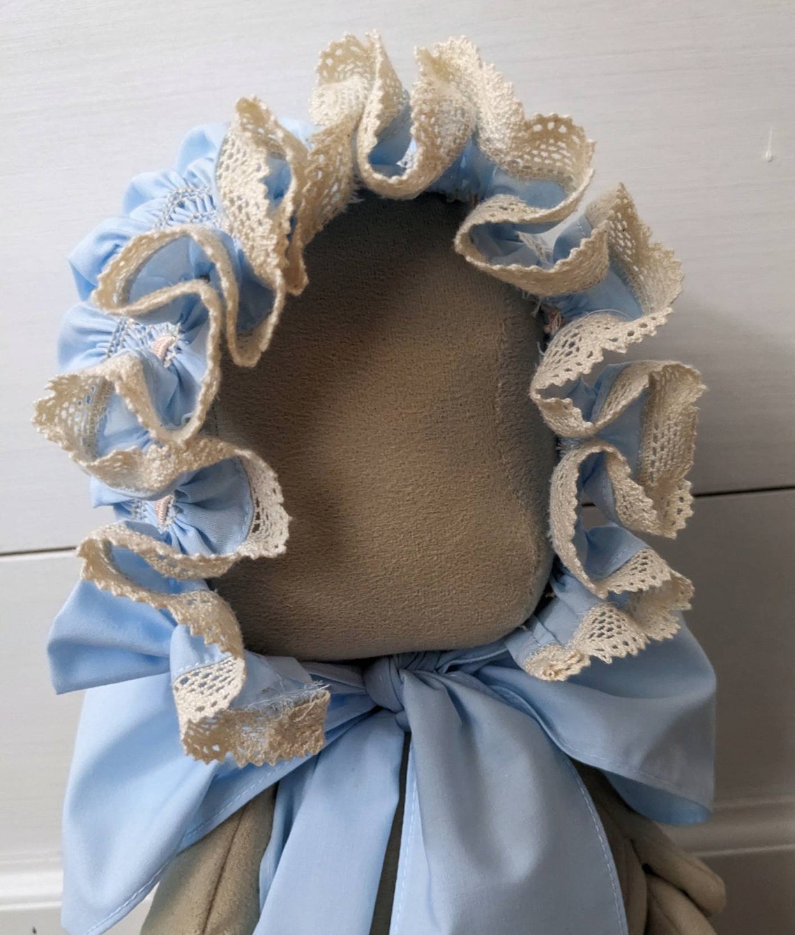 Baby Bonnet. Smocked Bonnet. Blue Smocked Bonnet. Easter Bonnet ...