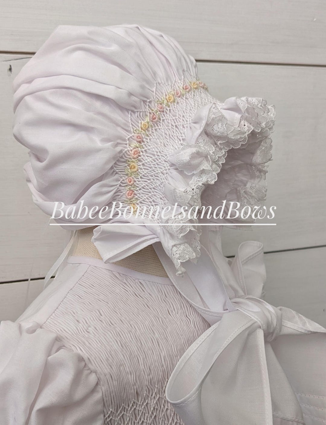 Beautiful Blessing Dress and Bonnet. Smocked Dress and Bonnet. White ...