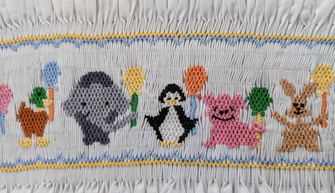 Smocked Party Insert. Pre Smocked Inserts. Party Animals Smocking Plate ...