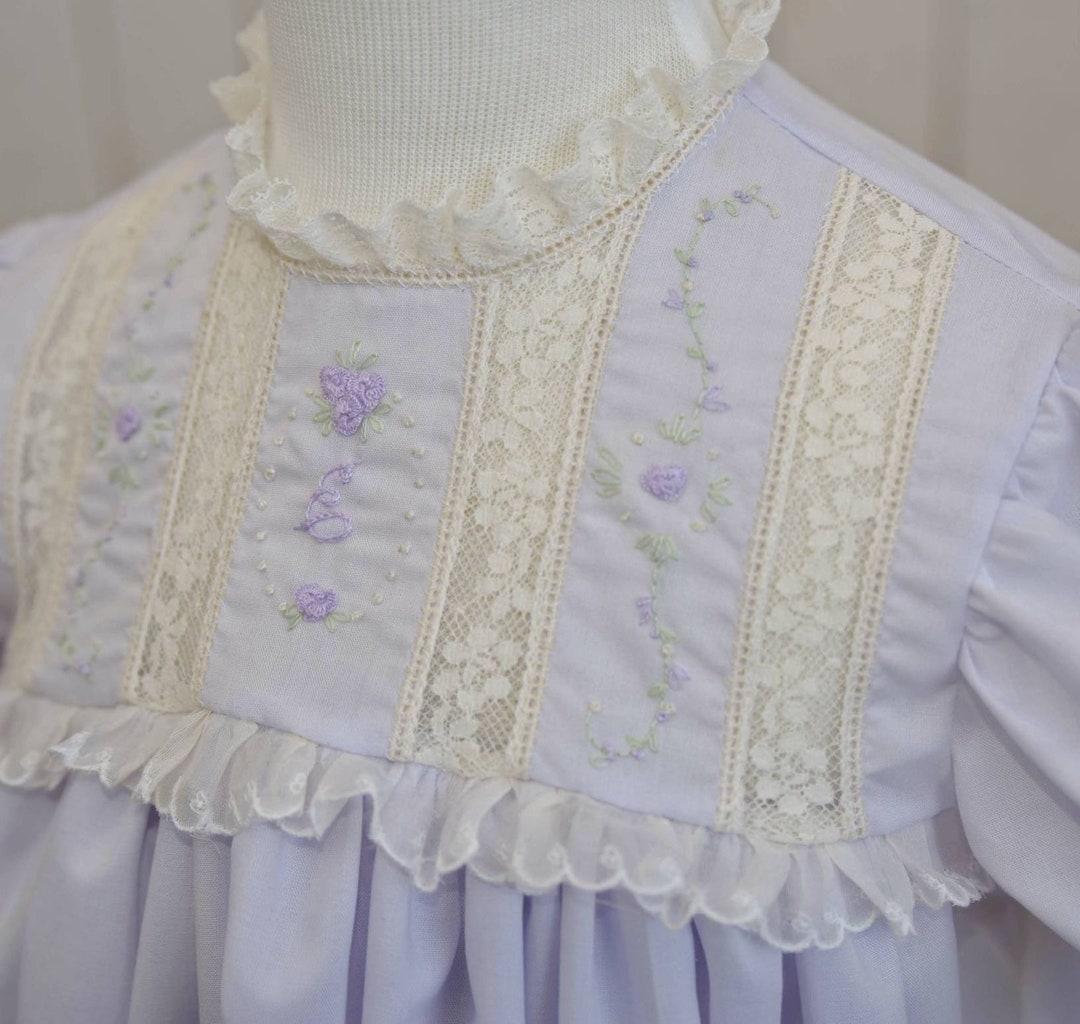 Baby Girls Dress. Heirloom Dress. Girls Heirloom Dress. Lavender and ...