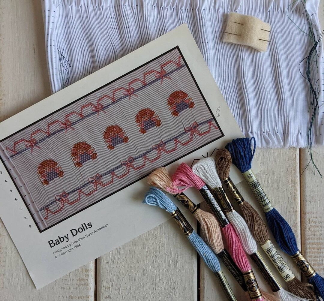 Smocking Kit. Pleated Panel, Threads, Needles, Smocking Plate. Learn to ...