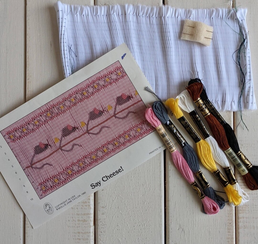 Smocking Kit. Pleated Panel, Threads, Needles, Smocking Plate. Learn to ...