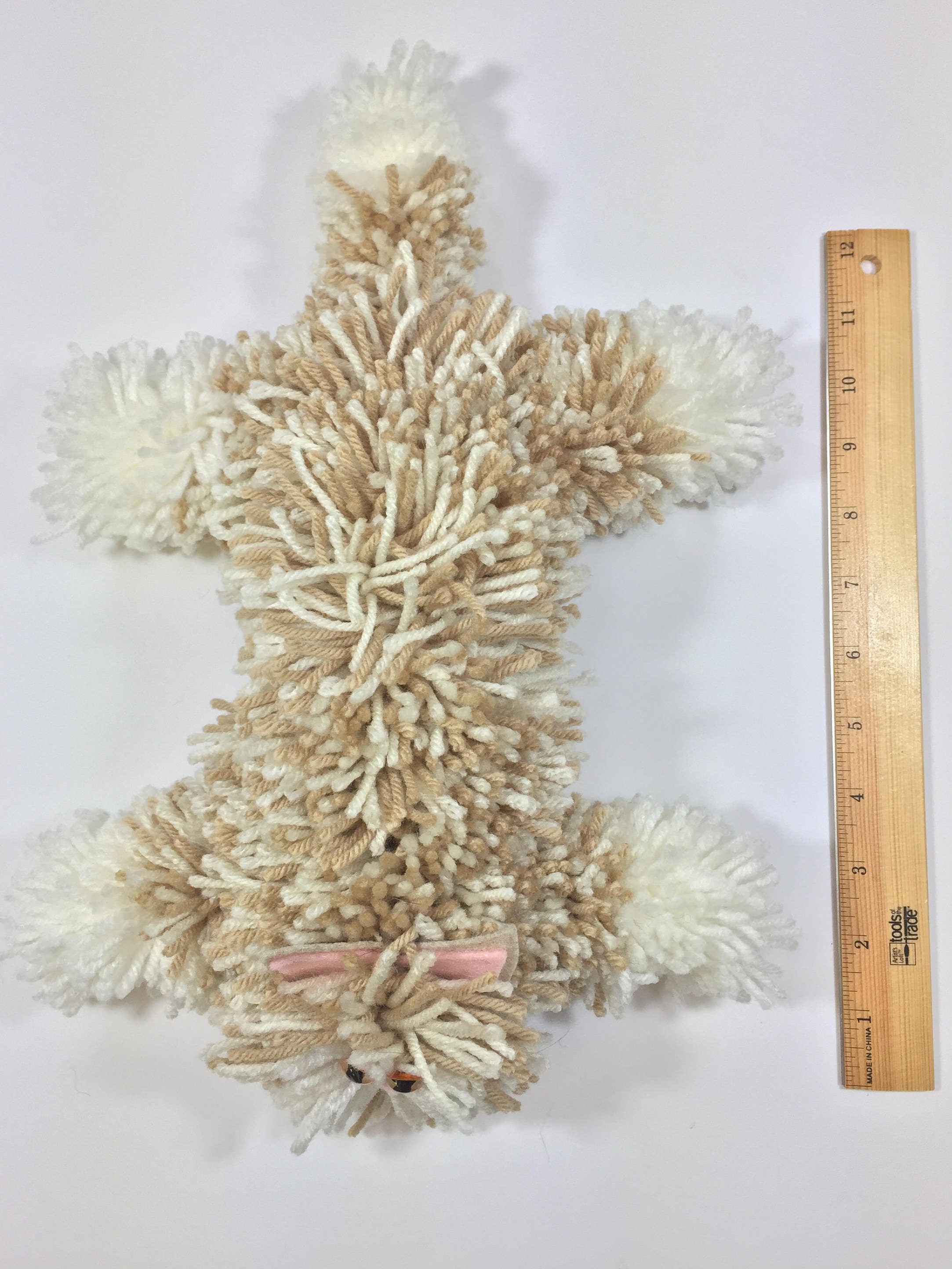 Beige & Cream Tabby Yarn Cat Collectible, Tan Tabby Yarn Kitty With ...