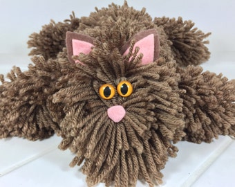 Yellow Tabby Yarn Cat Collectible, Soft Yellow Tabby Yarn Kitty With ...