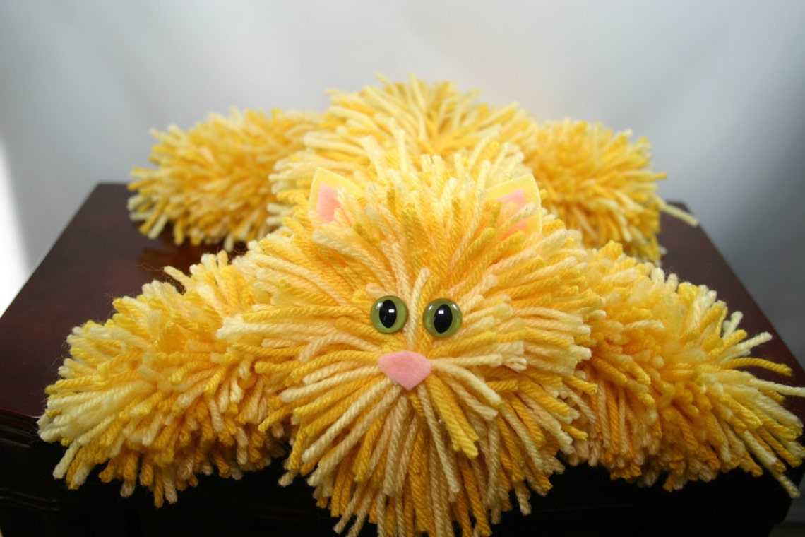 Yellow Tabby Yarn Cat Collectible, Soft Yellow Tabby Yarn Kitty With ...