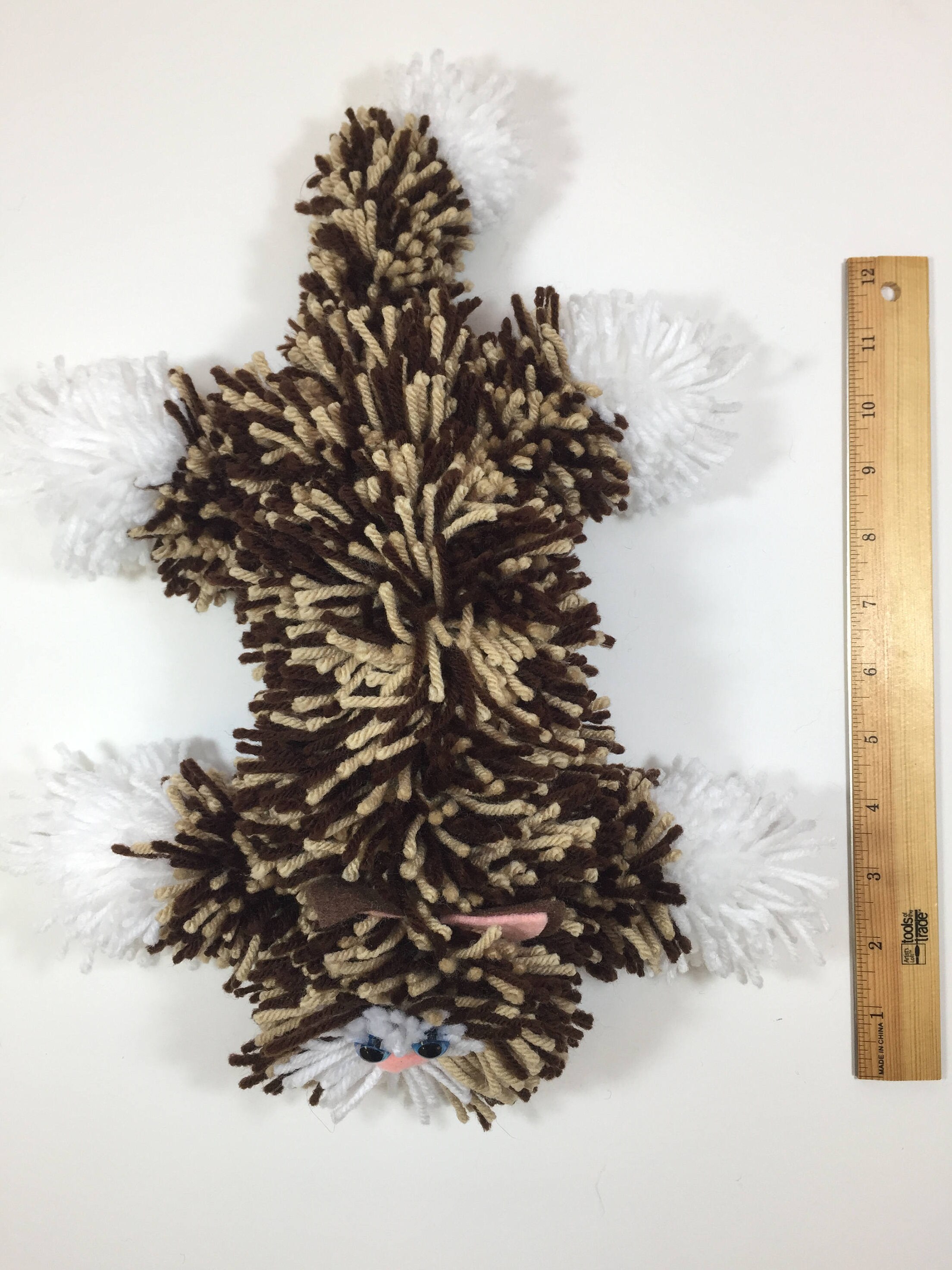 Brown Tabby Yarn Cat Collectible, Dark Brown Tabby Yarn Kitty With Blue ...