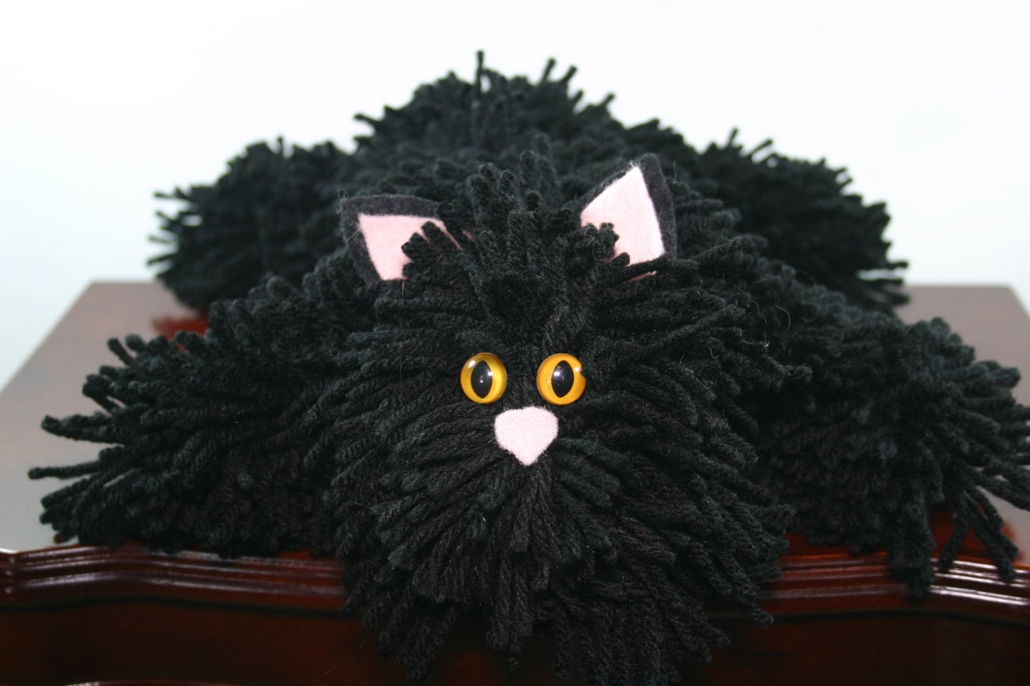 Black Cat Yarn Collectible, Soft Black Yarn Kitty With Yellow Cat Eyes ...