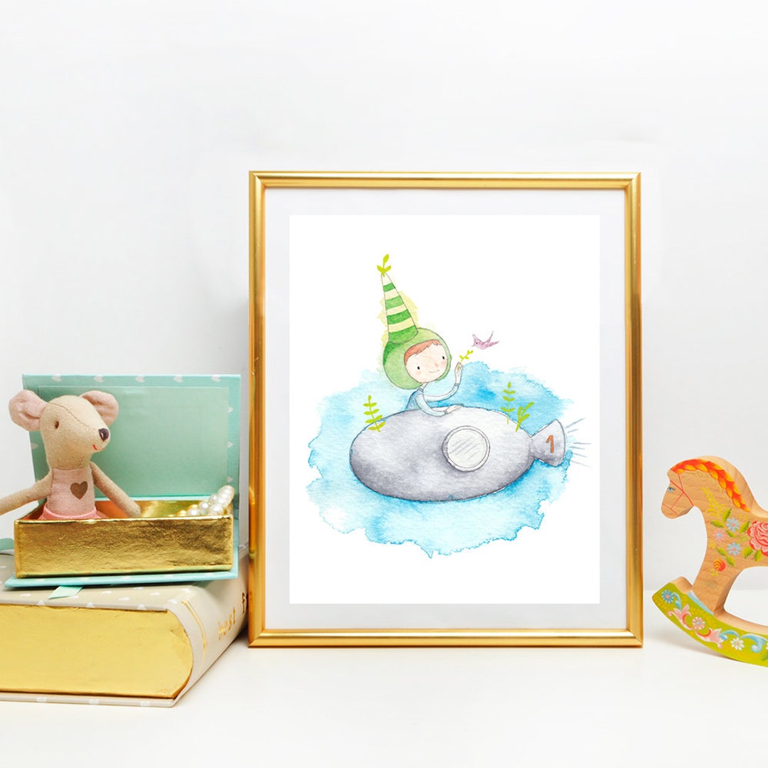 PRINTABLE Magic Submarine Watercolor SHEET Instant Download 8x10 - Etsy