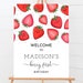 Berry First Birthday Welcome Sign, Cute Strawberry Party Welcome Poster ...