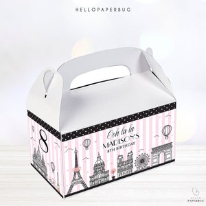 Paris Theme Gable Box Label, Paris Birthday Party Favors, Parisian ...