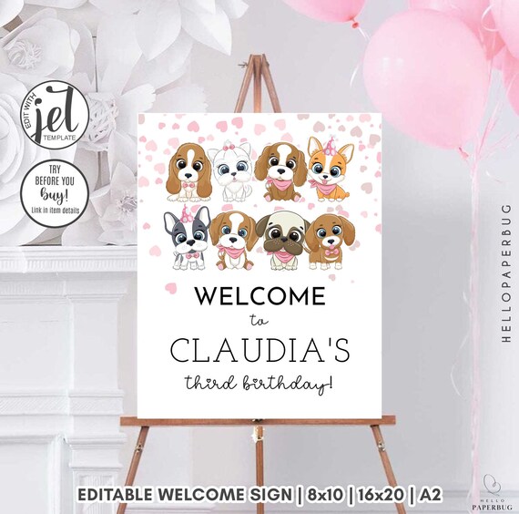 Lets Pawty Welcome Sign, Puppy Party Sign, Adopt A Pet Welcome Sign ...