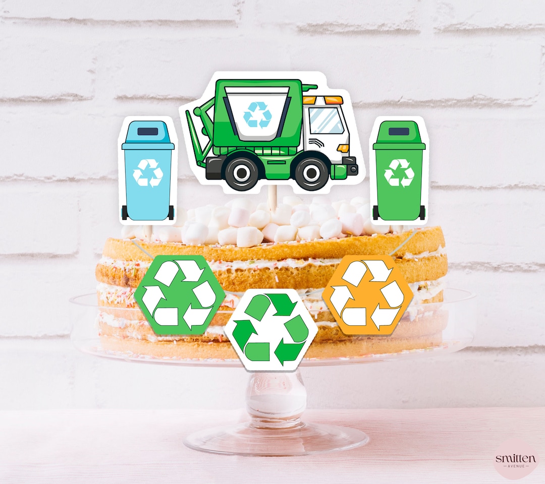 Trash Truck Cake Toppers Trash Bash Cupcake Toppers Printable Garbage ...