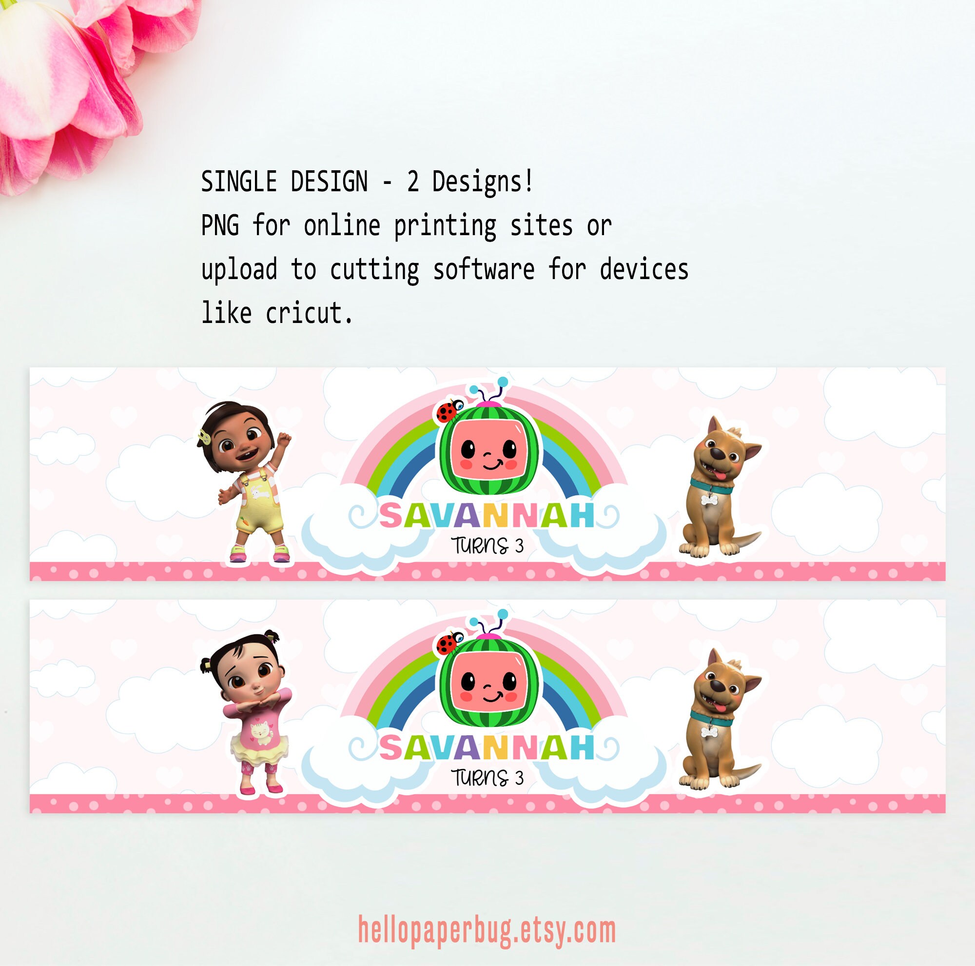 Pink Cocomelon Water Bottle Labels Birthday Decor for Girls | Etsy