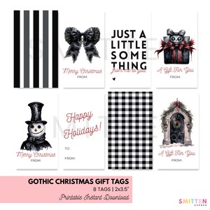 Gothic Christmas Gift Tags Printable Thank You Tags Black Coquette ...