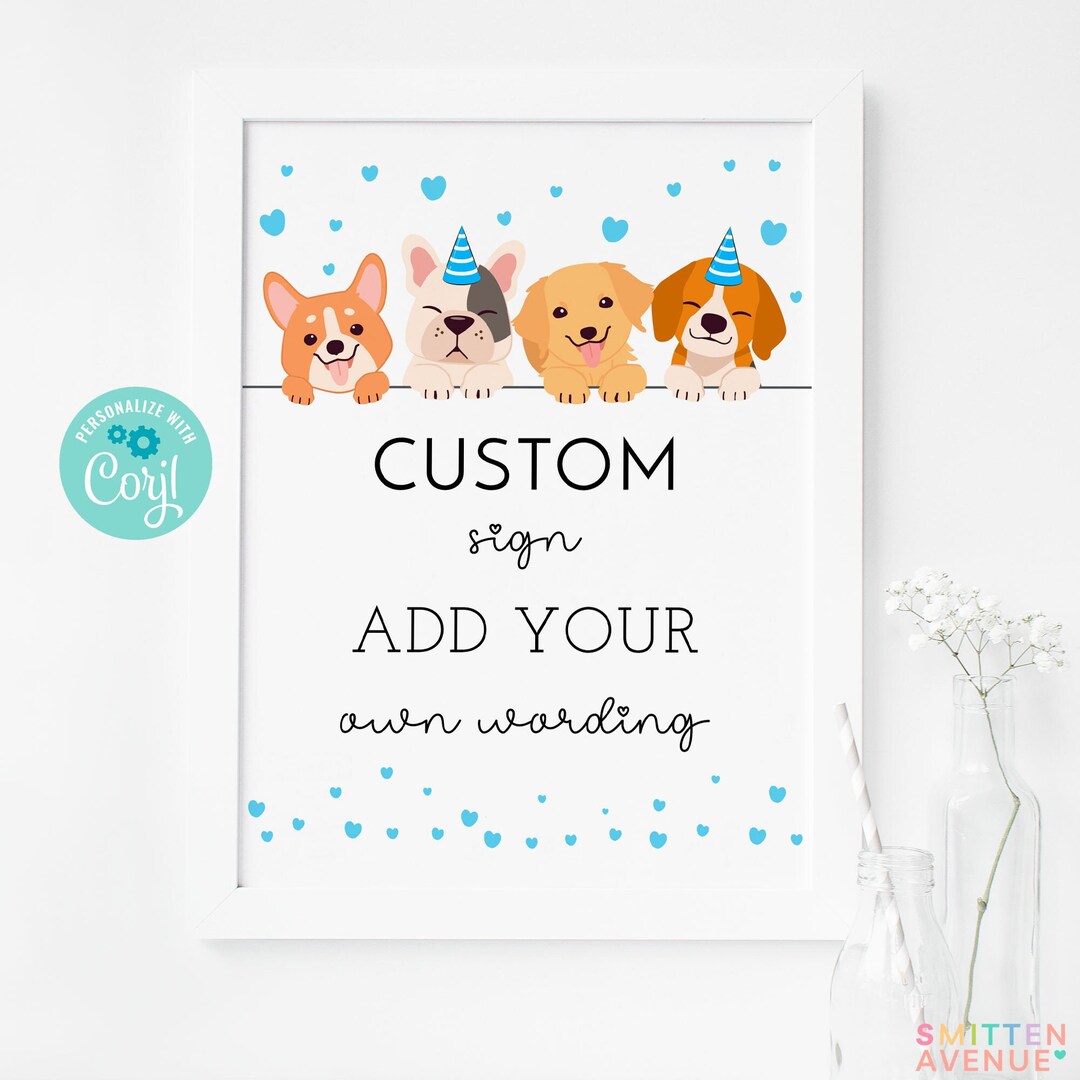 Lets Pawty Editable Sign Template Puppy Birthday Poster - Etsy