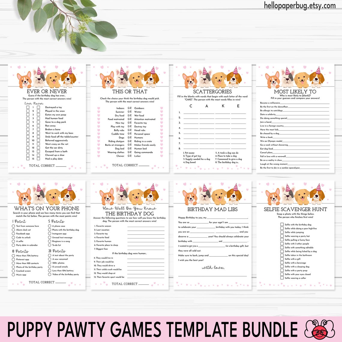 Editable Puppy Party Games Printable Dog Birthday Games - Etsy Australia