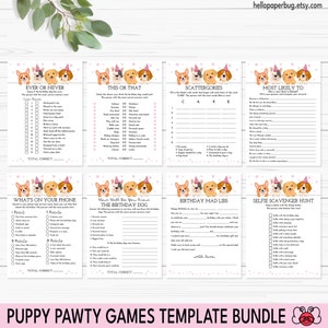 Editable Puppy Party Games, Printable Dog Birthday Games Template ...