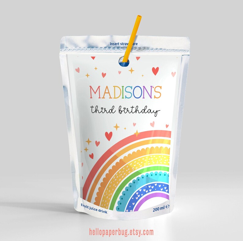 Rainbow Capri Sun Label Template Caprisun Juice Pouch - Etsy