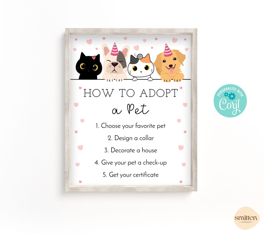 How to Adopt A Pet Sign Adoption Process Sign Pet Adoption Birthday ...