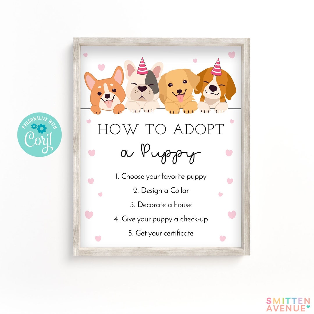 How to Adopt A Puppy Sign Adoption Process Sign Dog Adoption Birthday ...
