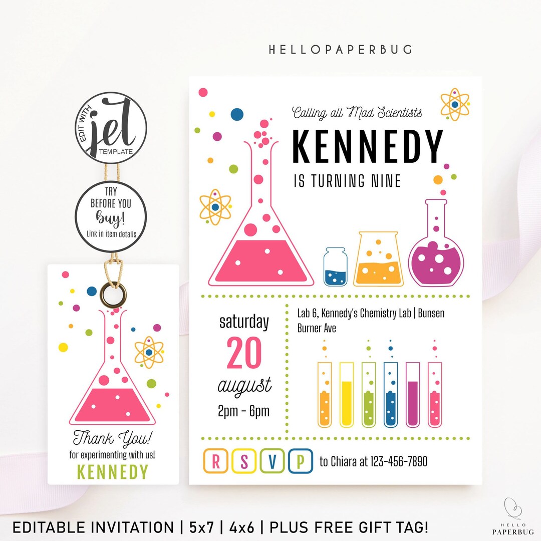 Mad Scientist Invitations, Science Party Invitation, Science Experiment ...