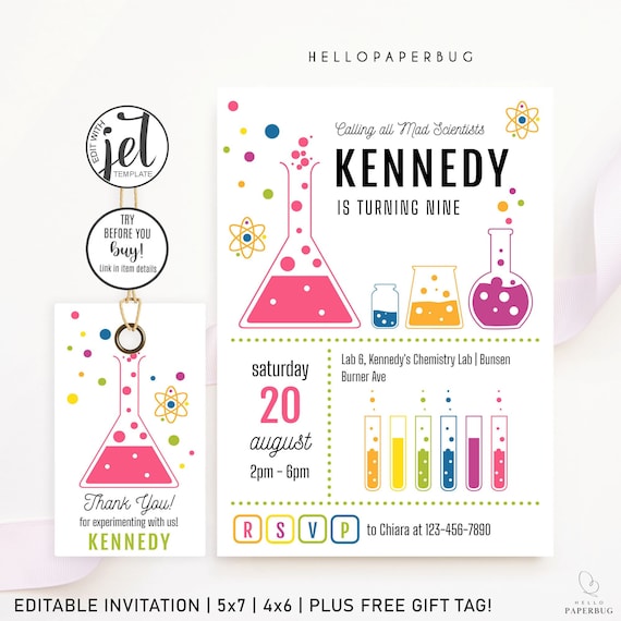Mad Scientist Invitations, Science Party Invitation, Science Experiment ...