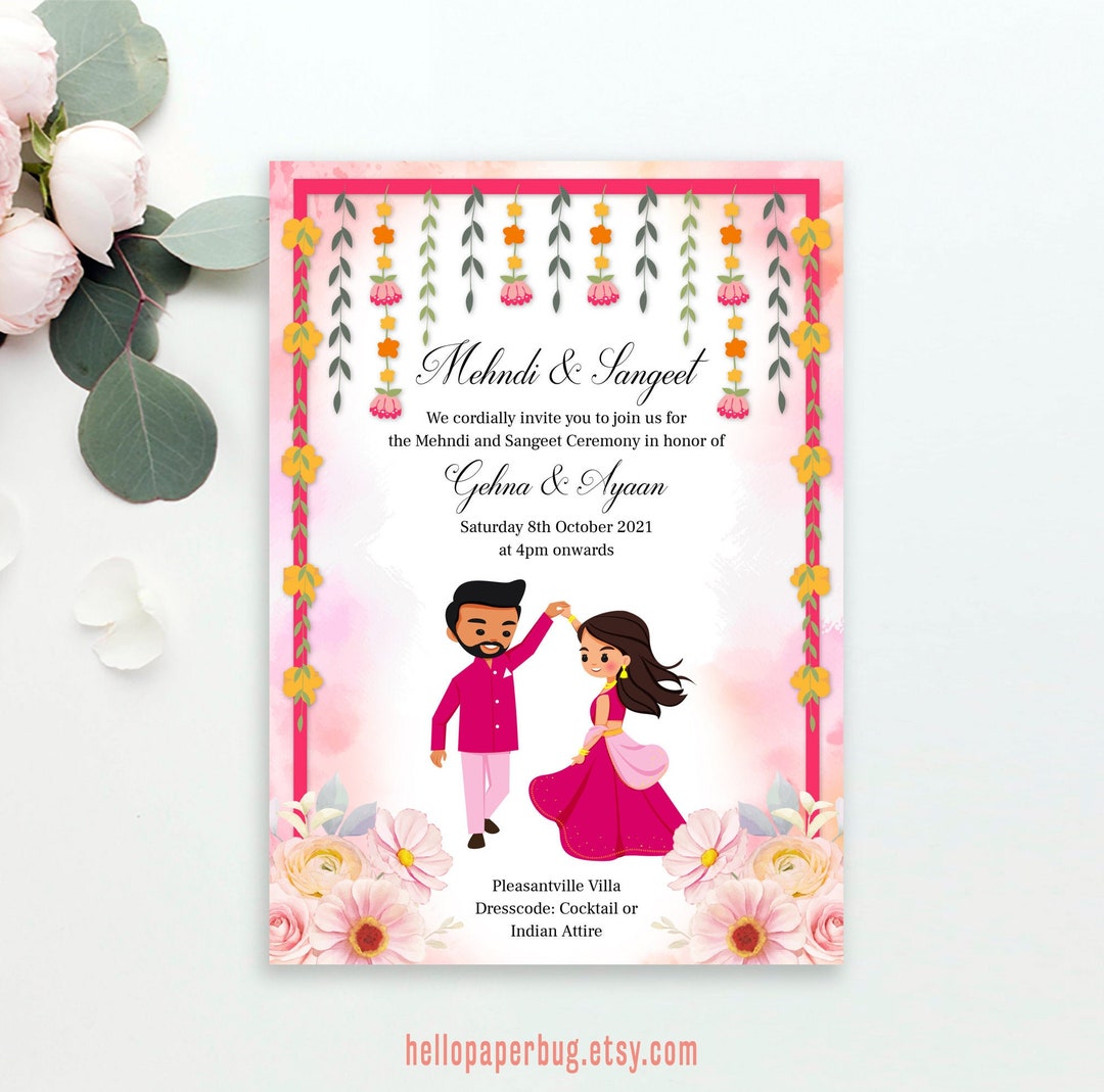 Cute Sangeet Invitation, EDITABLE Template, Save the Date Indian ...