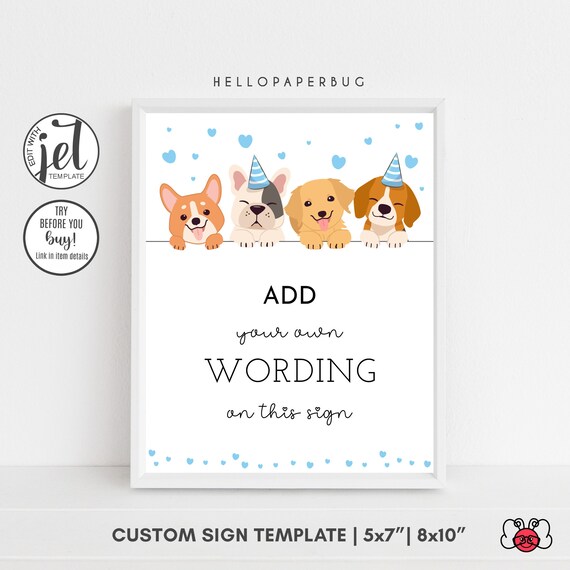 Lets Pawty Editable Sign Template, Puppy Birthday, Dog Party Decor ...