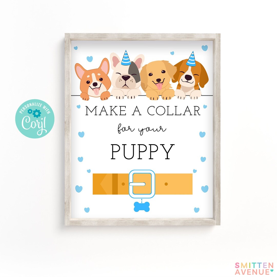 Make A Collar Sign Puppy Pawty Signs Dog Adoption Birthday Party Dog ...