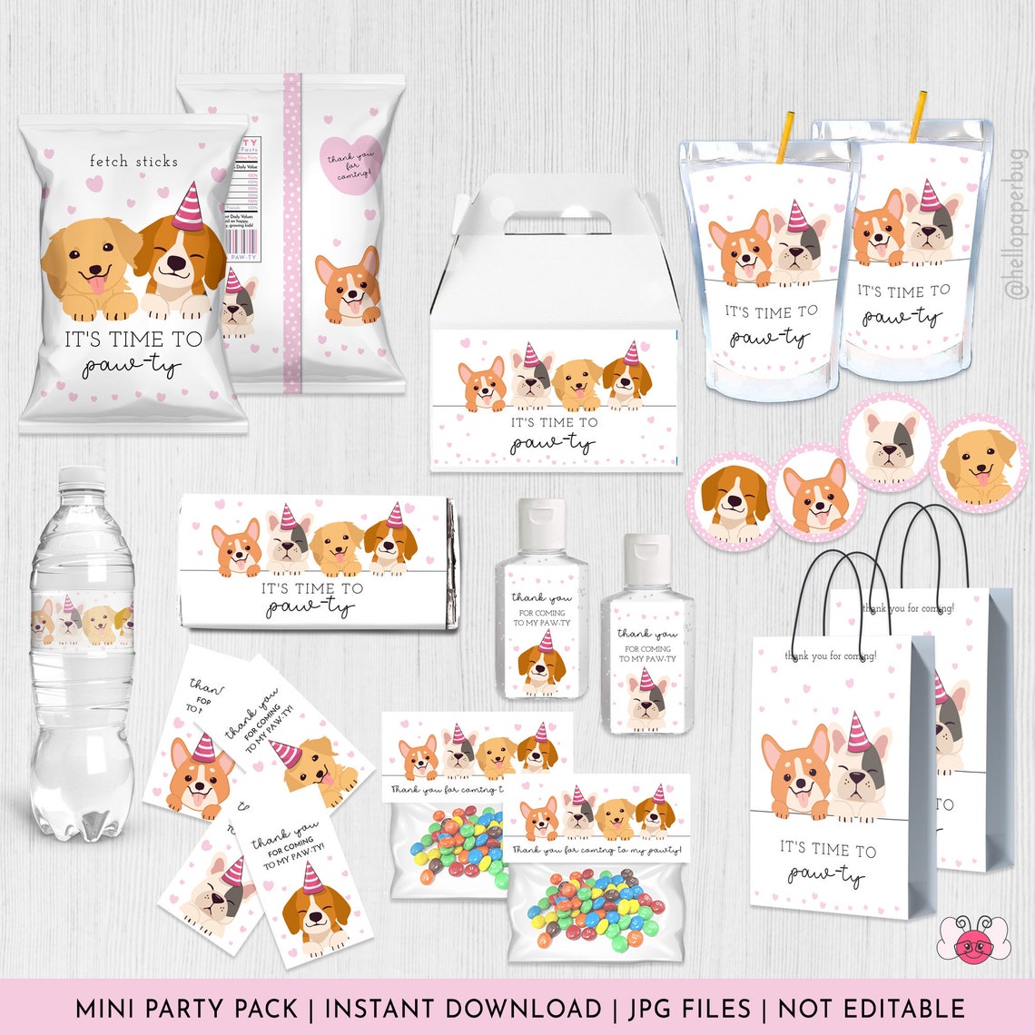 Let's Pawty Bundle Puppy Party Printable Favors It's - Etsy