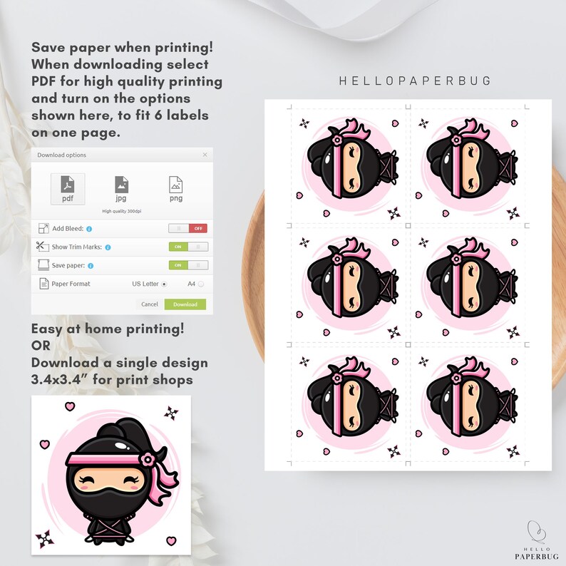Ninja Girl Gable Box Label Ninja Birthday Party Favors - Etsy