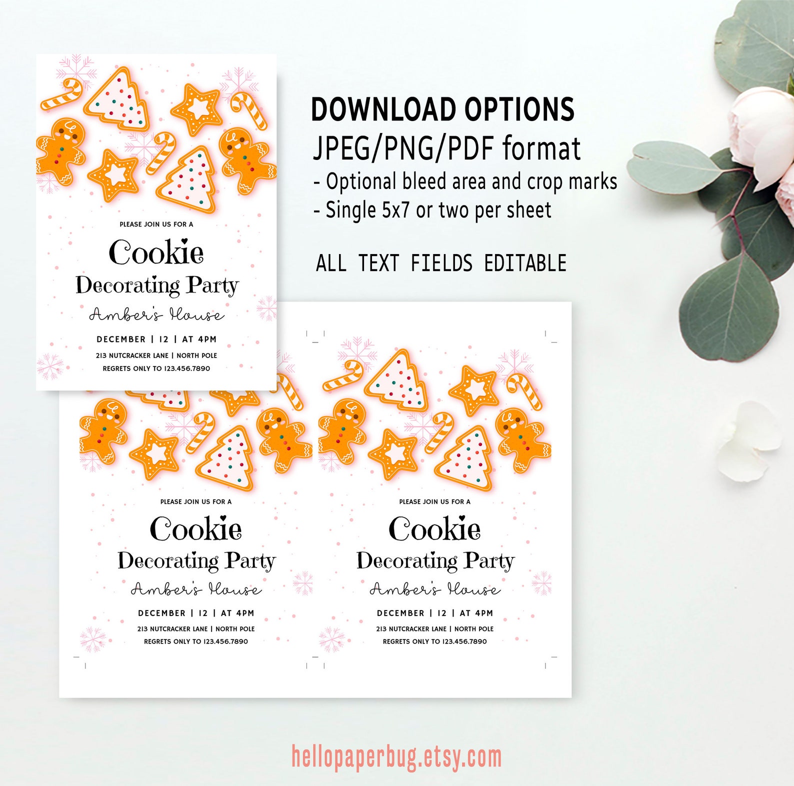Editable Cookie Decorating Party Invitation Christmas Party | Etsy