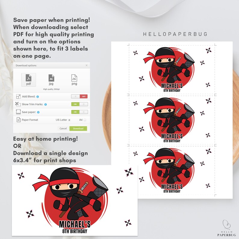 Ninja Gable Box Label Ninja Birthday Party Favors Karate - Etsy