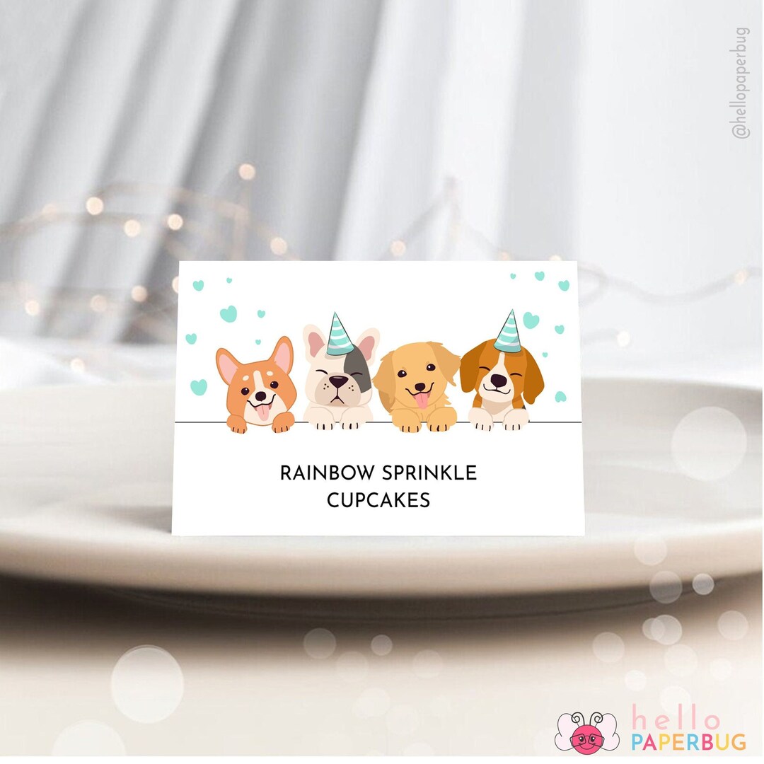 Lets Pawty Food Labels Puppy Dog Party Tent Cards Party - Etsy