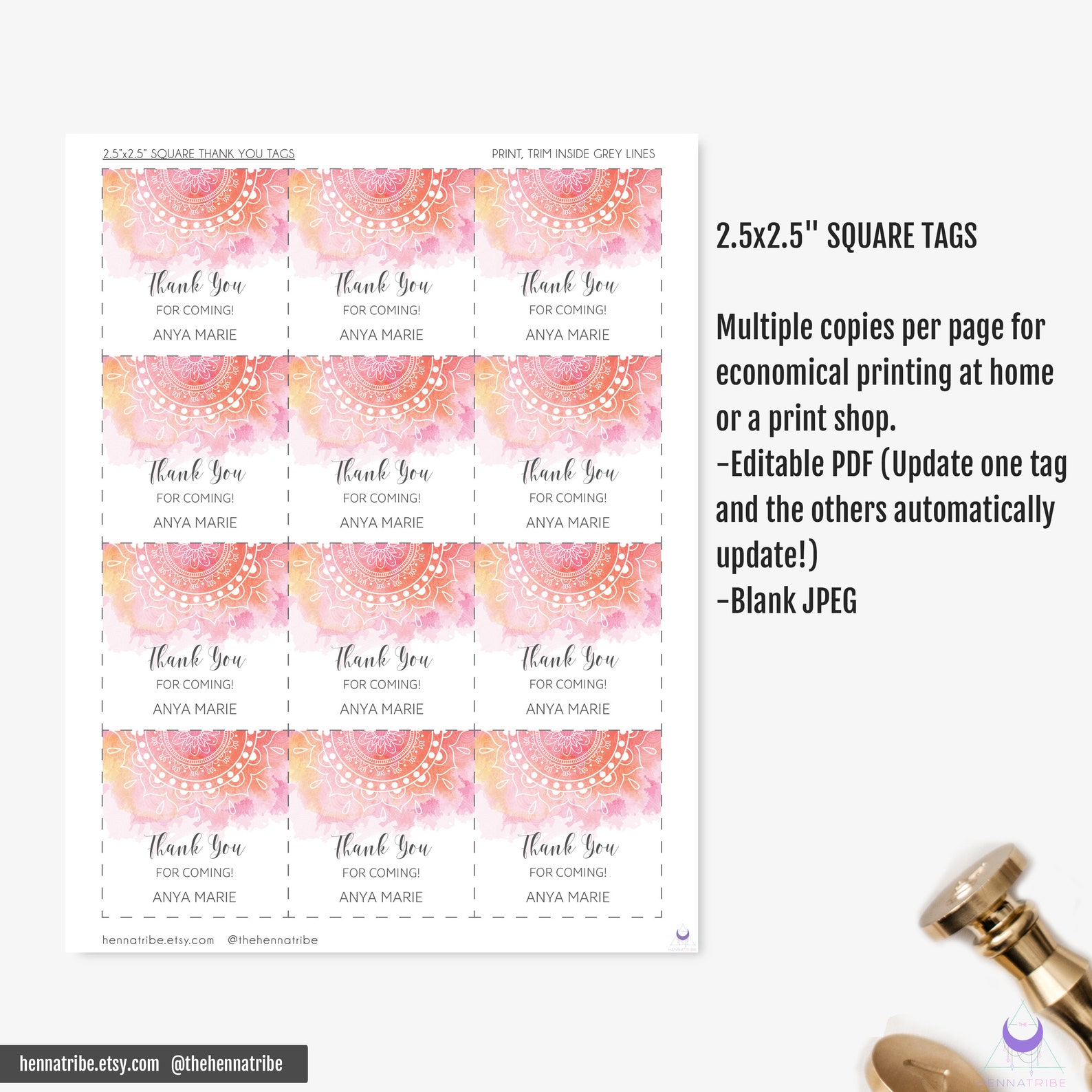 Printable Thank You Tags for Indian Wedding Shower Sangeet - Etsy