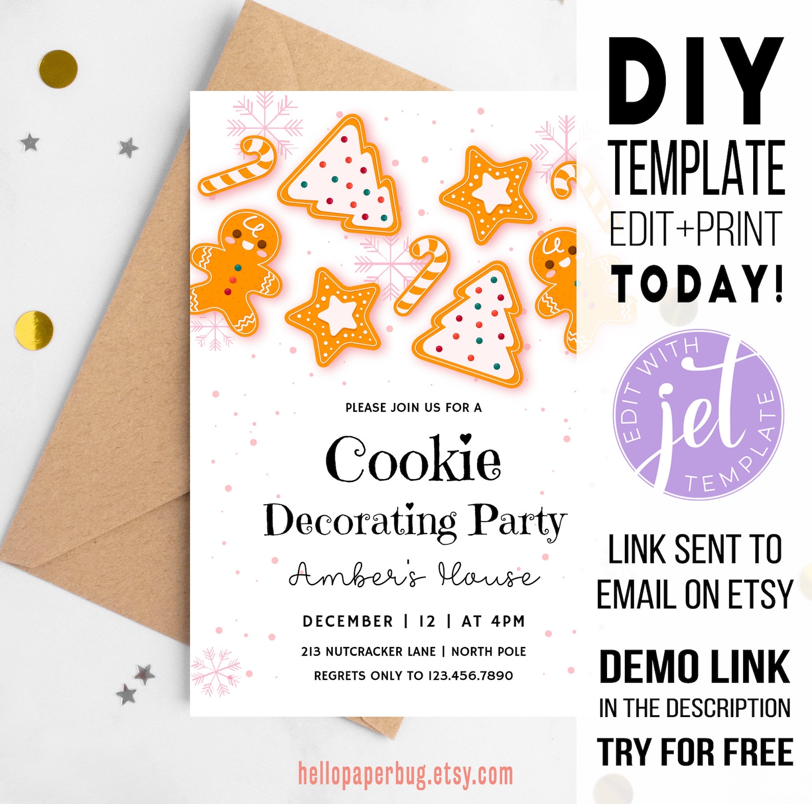Editable Cookie Decorating Party Invitation Christmas Party | Etsy