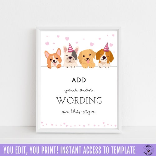 Editable Puppy Dog Birthday Party Welcome Sign Puppy Birthday - Etsy