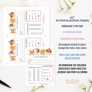 Vet Check up Exam Sheet Pet Check-up Lets Pawty Dog Birthday Party ...