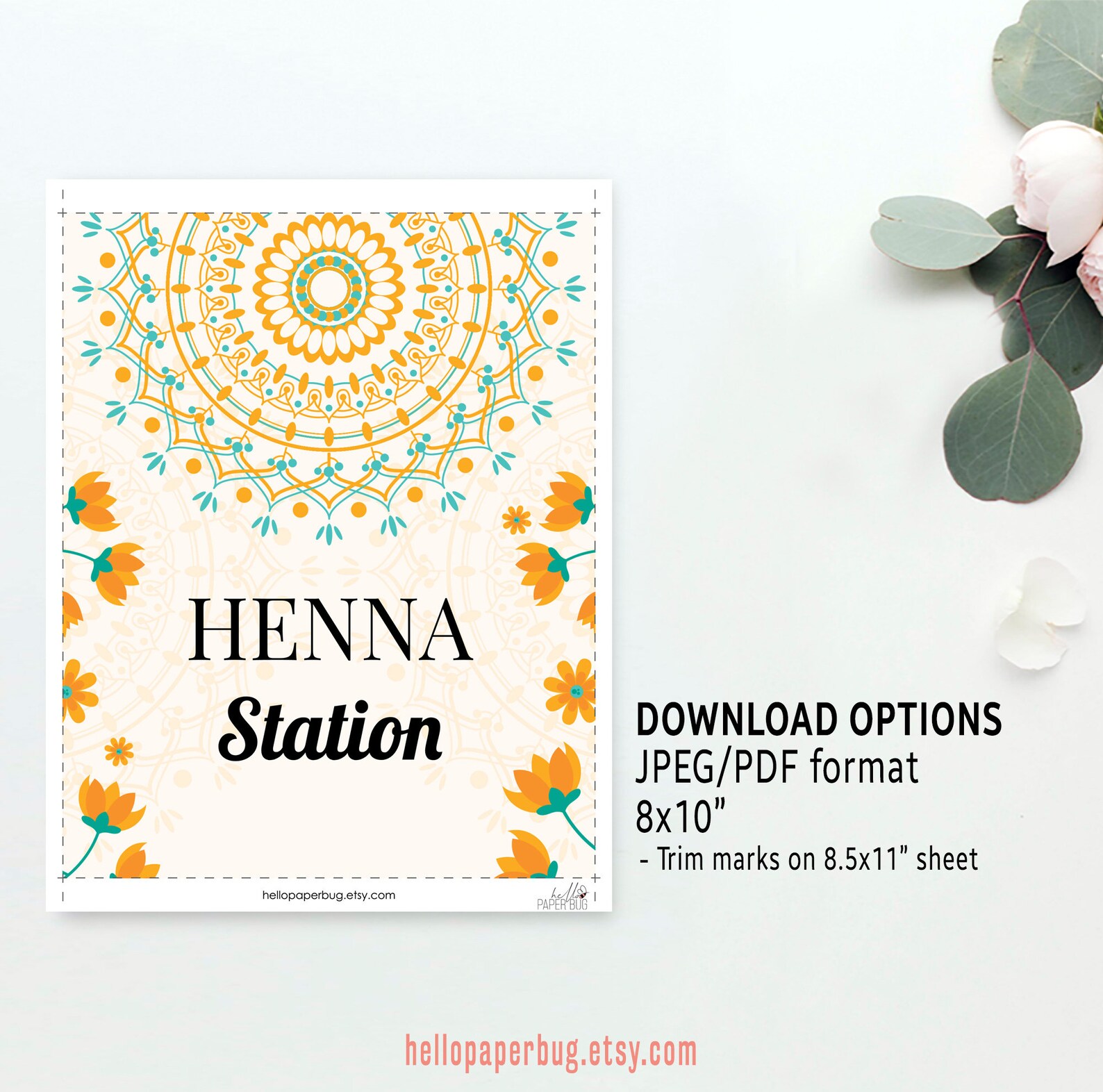 Hindu Wedding Signs, Mehndi Sign, Printable Henna Sign, Henna Booth ...