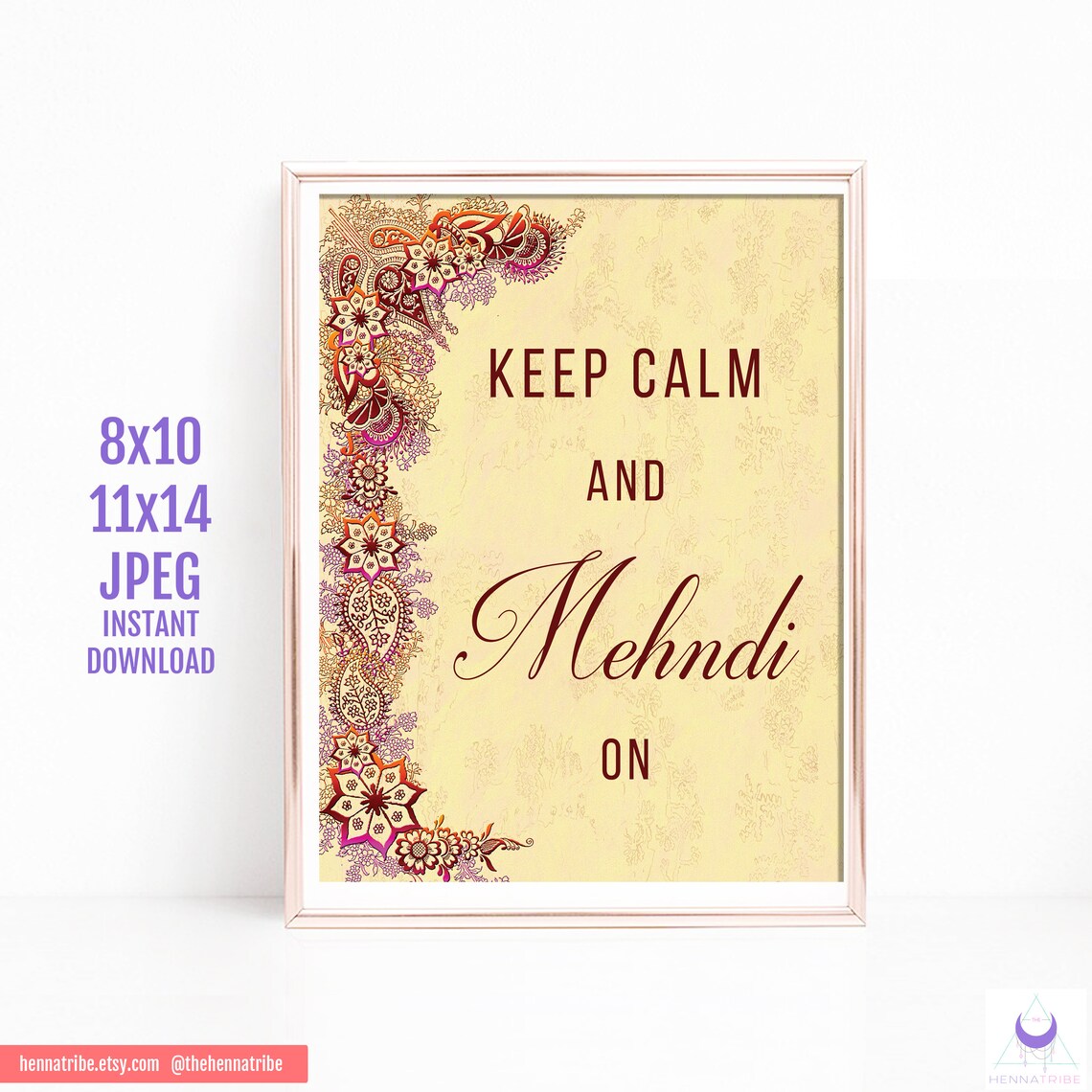 Dark Red Pink Mehndi Sign Keep Calm Sign Indian Wedding - Etsy
