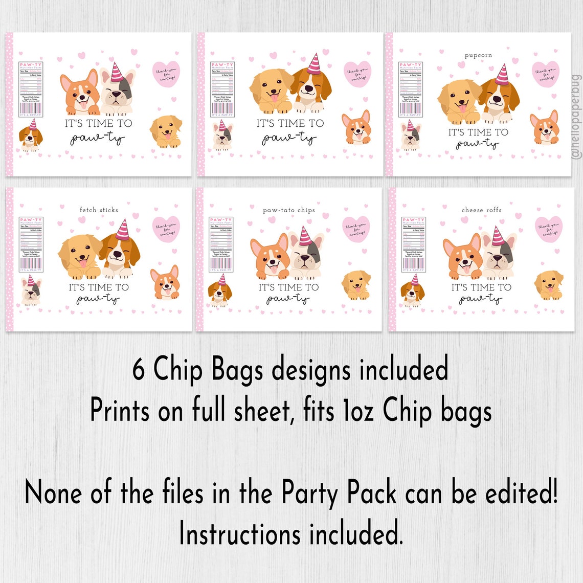 Let's Pawty Bundle Puppy Party Printable Favors It's - Etsy