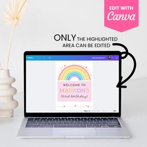 Rainbow Birthday Welcome Sign Colorful Rainbow Party Sign Poster Kids ...